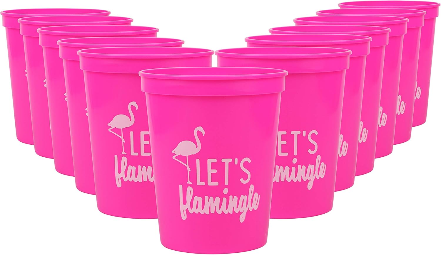 Amazon.com: Let's Flamingle! Set of 12 Pink or White 16oz Stadium Cups ...