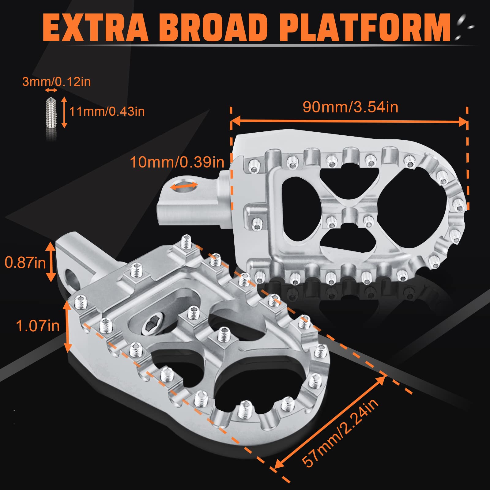 Snapklik.com : StarknightMT CNC Wide Fat Footpegs 360 Roating MX Foot Pegs Chopper Bobber Style ...