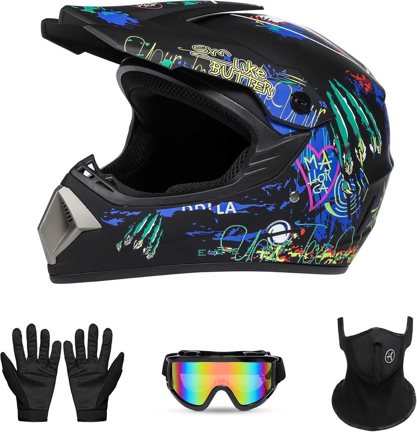 Amazon.com: Motorcross Helmet, Off-Road Dirt Bike Helmet, ATV Helmet ...