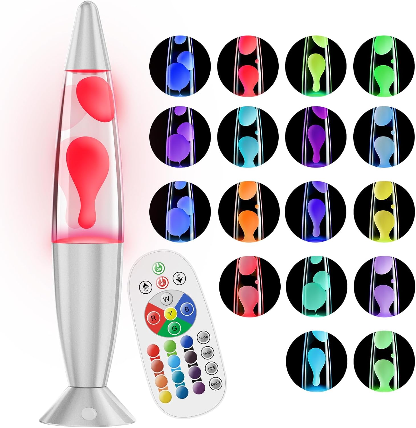 17 Color LED Color Changing Lamp with Remote, 13.5 Inch Blue Pink Red ...