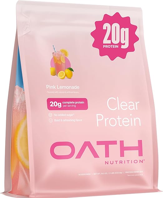 Amazon.com: Oath Nutrition Clear Whey Isolate Protein Powder, Pink ...