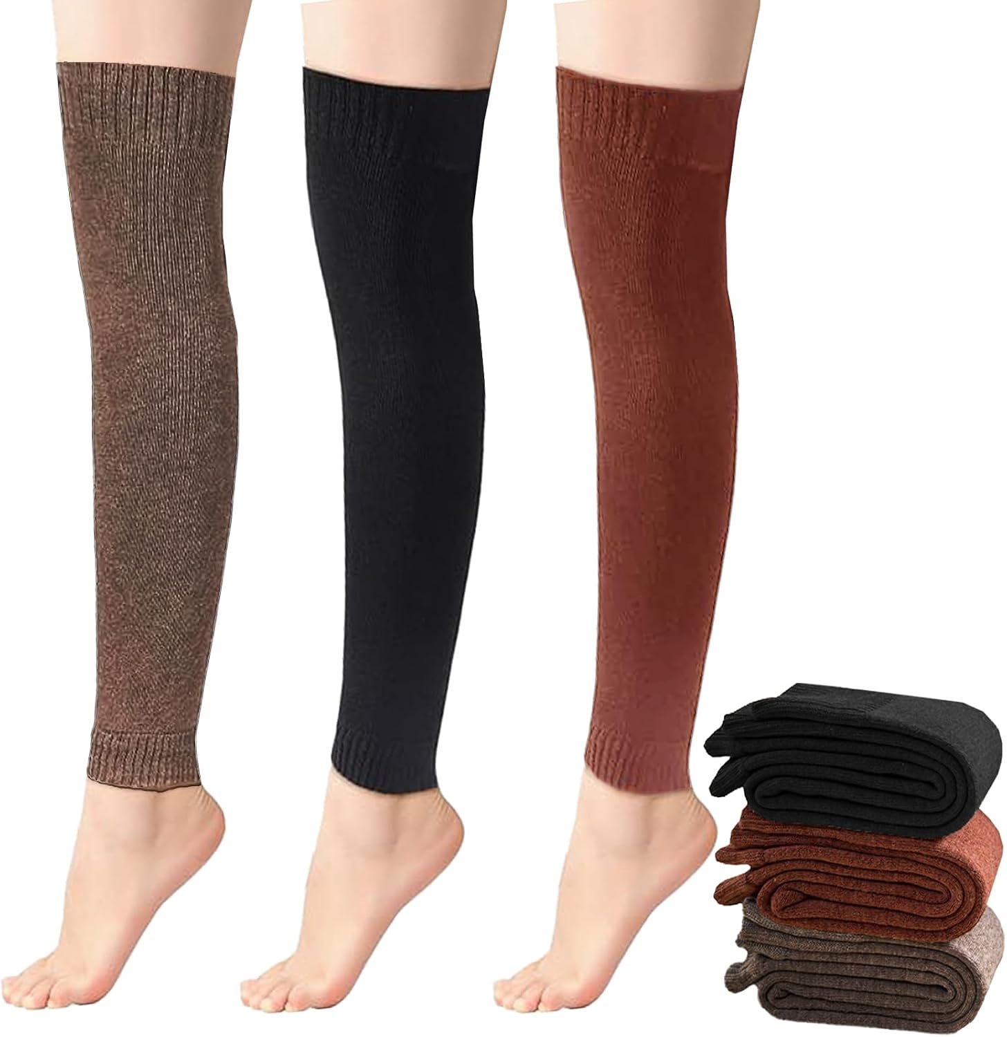 HIHIDAY 3 Pairs Women's Winter Leg Warmers Women's Winter Over Knee ...