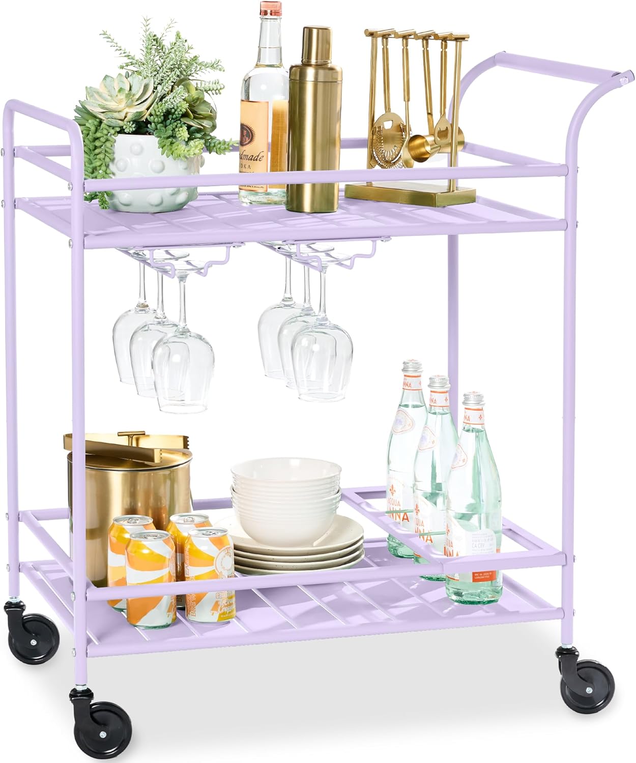 Amazon.com: Best Choice Products Rolling Bar Cart, Mobile Home Bar ...
