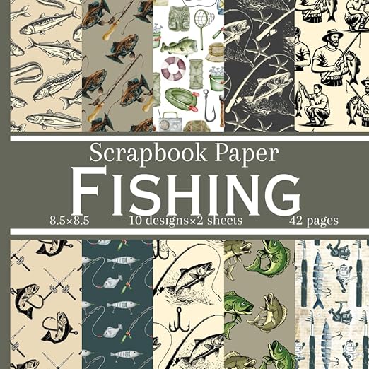 Fishing Scrapbook Paper: Vintage Themed Double Sided Patterns ...