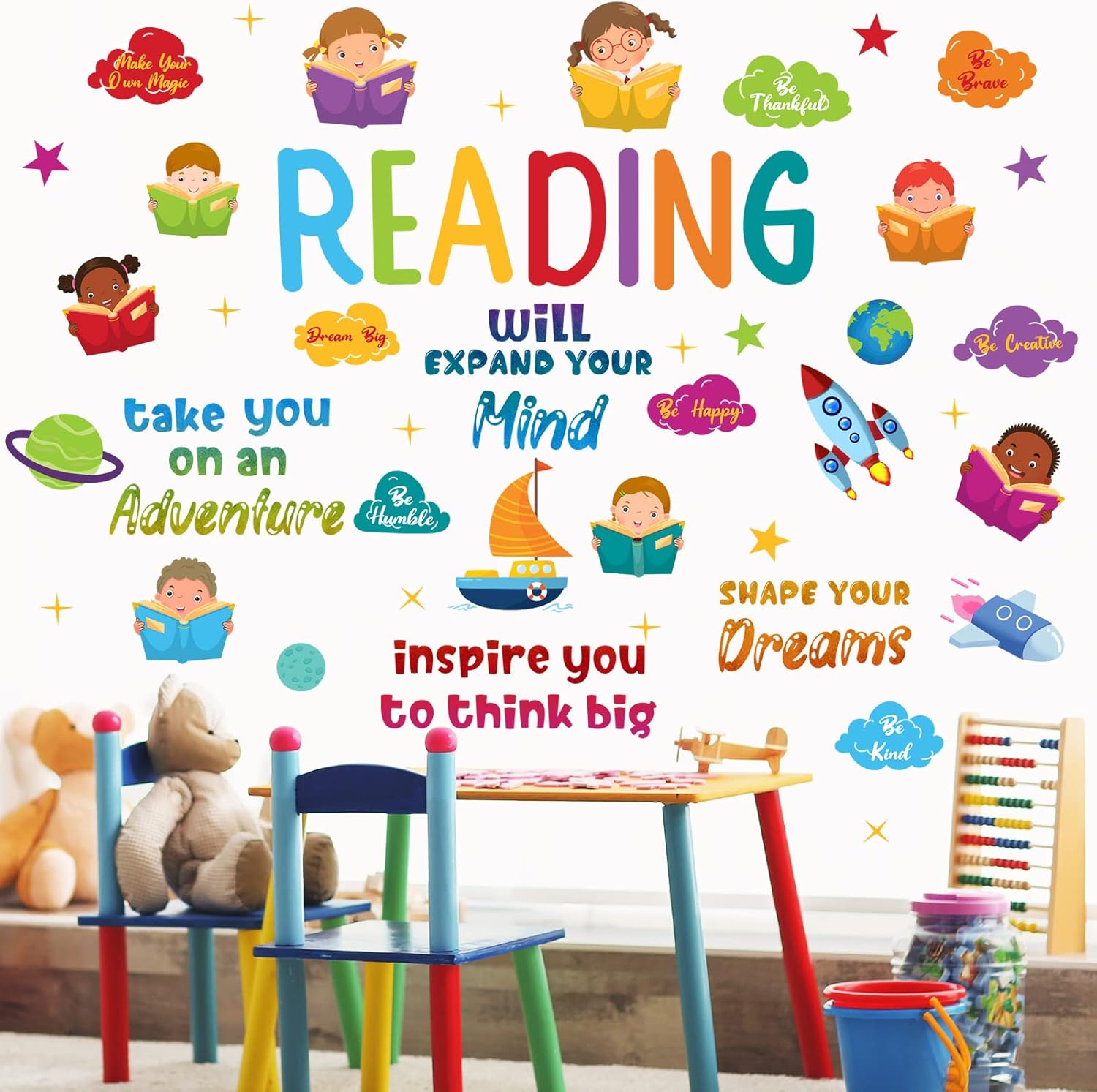 Leinuosen Kids Wall Decals Classroom Colorful Inspirational Decals ...