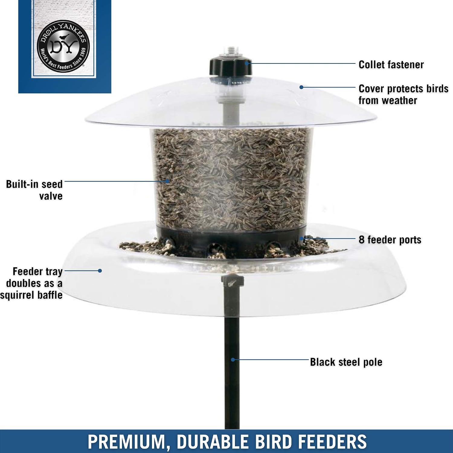 Buy Droll Yankees Jagunda Bird Feeder, 15-Inch Domed Feeder, Squirrel ...