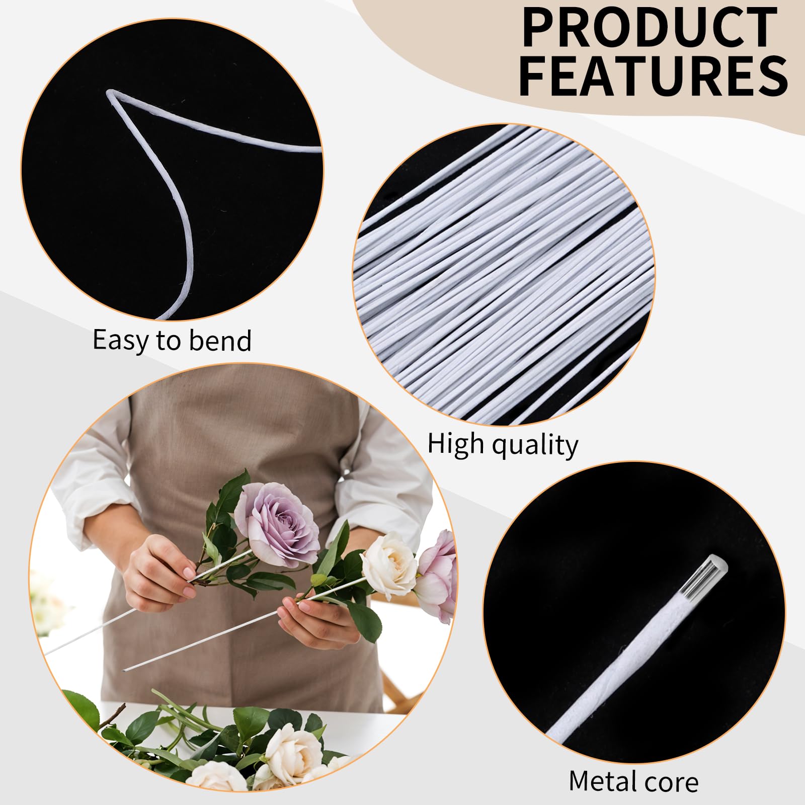 Snapklik.com : 100 Pack Floral Wire 18 Gauge Crafts Florist Wire Stems ...