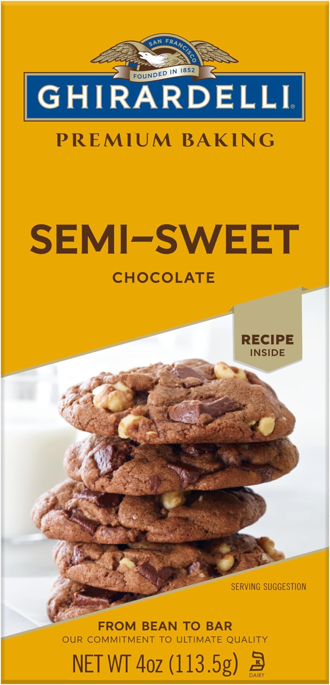 Amazon.com: Baker's, Premium Semi Sweet Chocolate Baking Bar, 4 oz