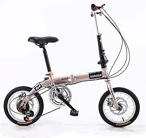 Amazon | Deerou折りたたみ自転車 14インチ 6段変速 自転車 コンパクト 収納 軽量 ディスクブレーキ 高さ調節可能 大人用 子供用 車載 街乗り 通勤 通学 折畳自転車 ...