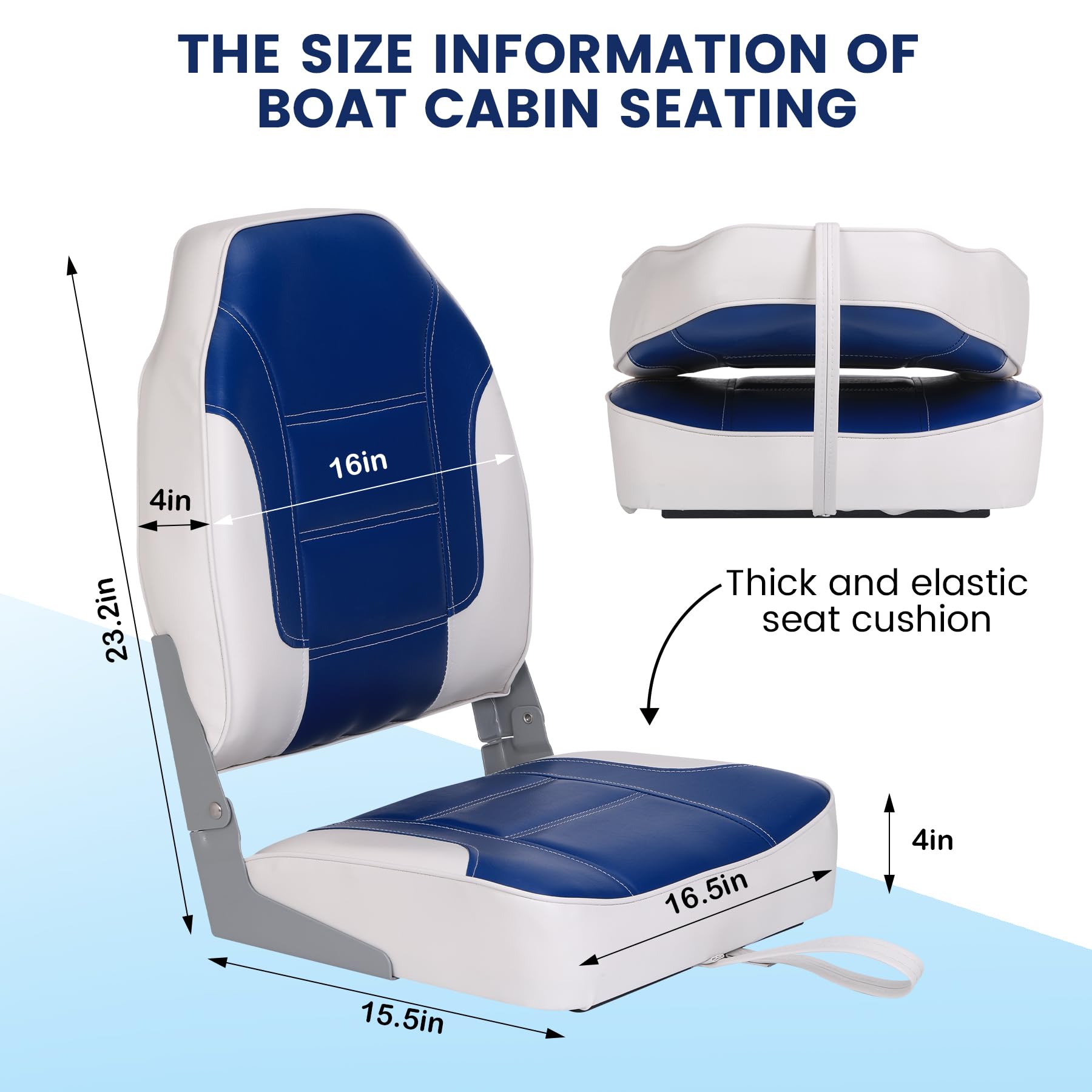 Snapklik.com : TROPOW 2 Pack Folding Boat Seats, High Back Fishing Boat ...