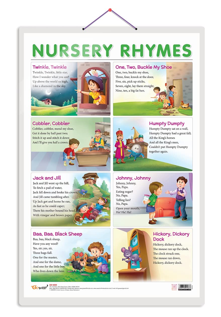 Nursery Rhymes Early Learning Educational Chart for Kids | 20"X30" inch ...