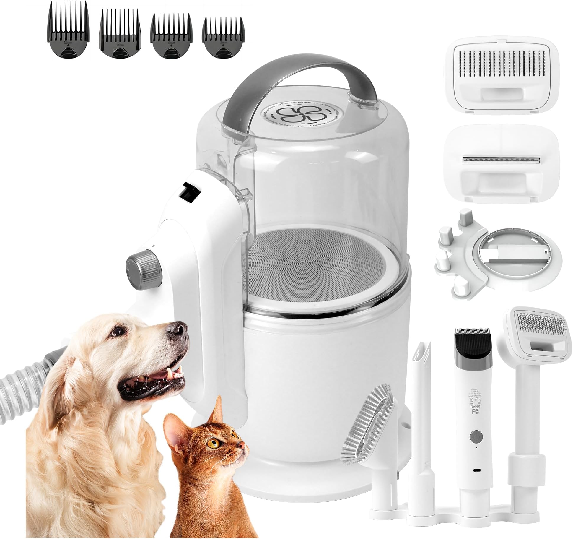 Amazon.com: Lumivana Dog Grooming Kit，Pet Cleaning Vacuum Cleaner，5 in ...