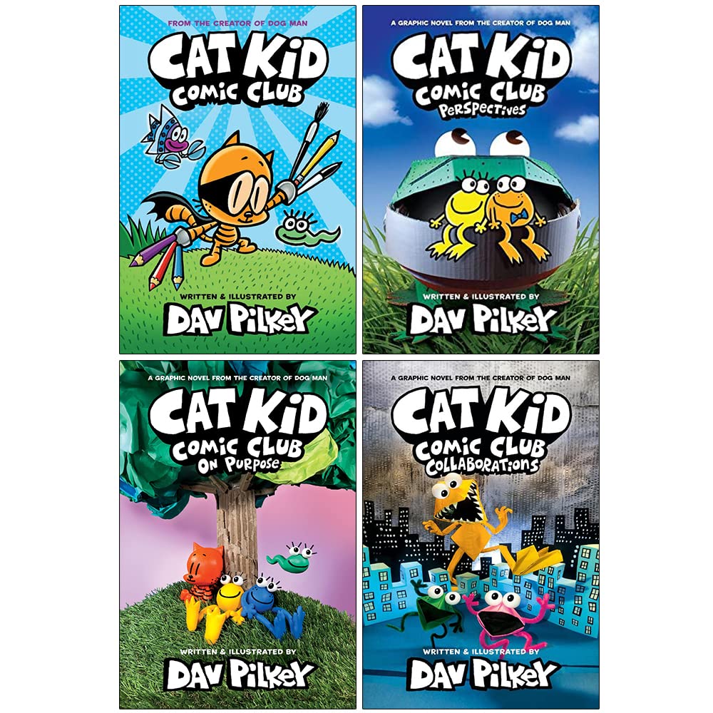 Cat Kid Comic Club Series Collection 4 Books Set By Dav Pilkey (Cat Kid ...