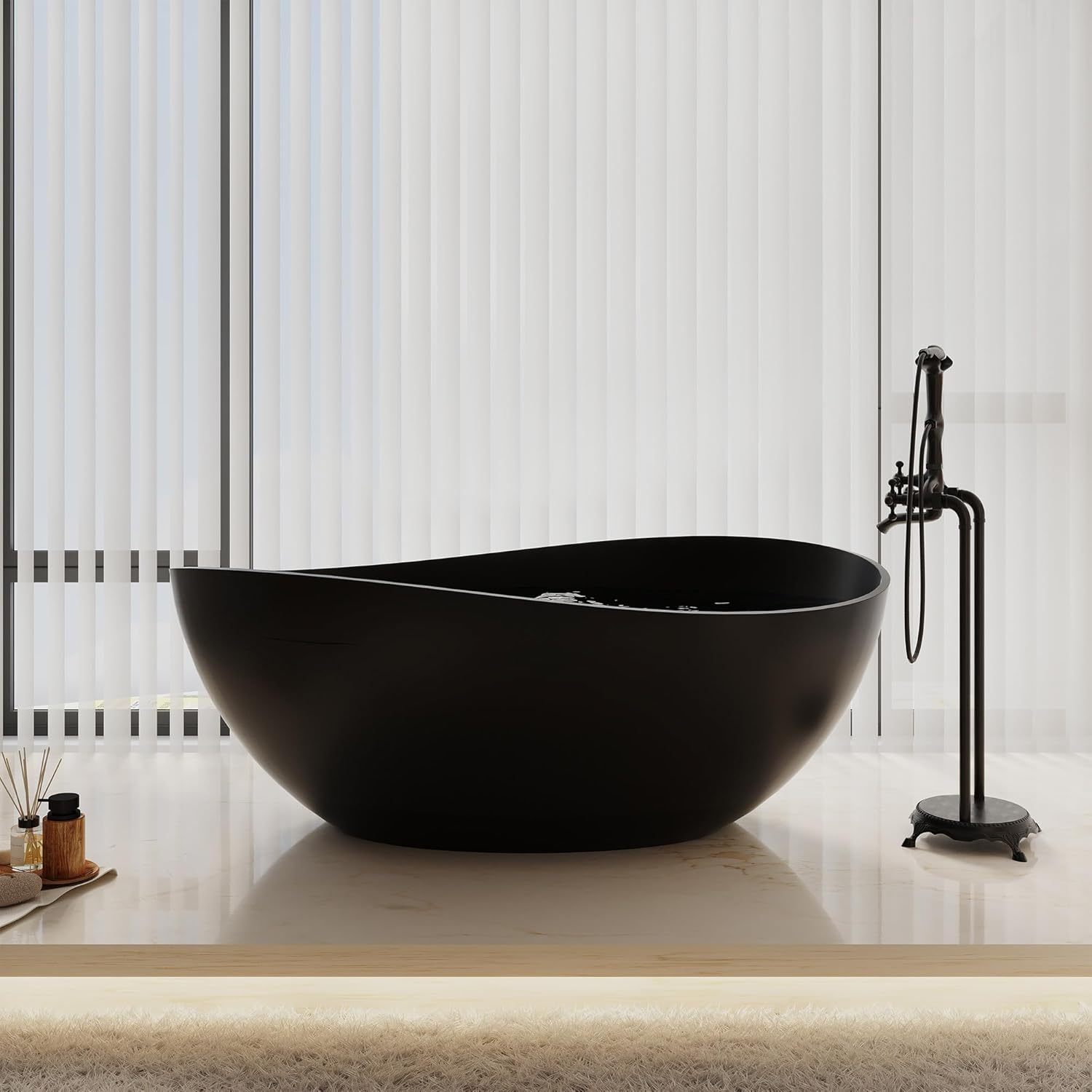 CASAINC 63 Free Standing Tub, Matte Black Stone Philippines | Ubuy