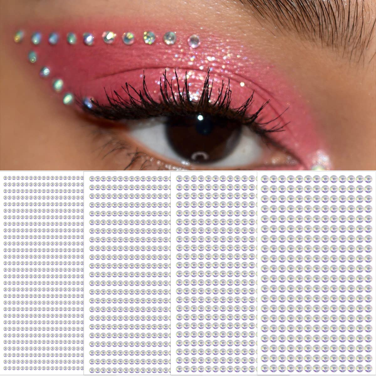 Amazon.com: 1792 PCS Self-Adhesive Clear Rhinestone Stickers for Makeup ...