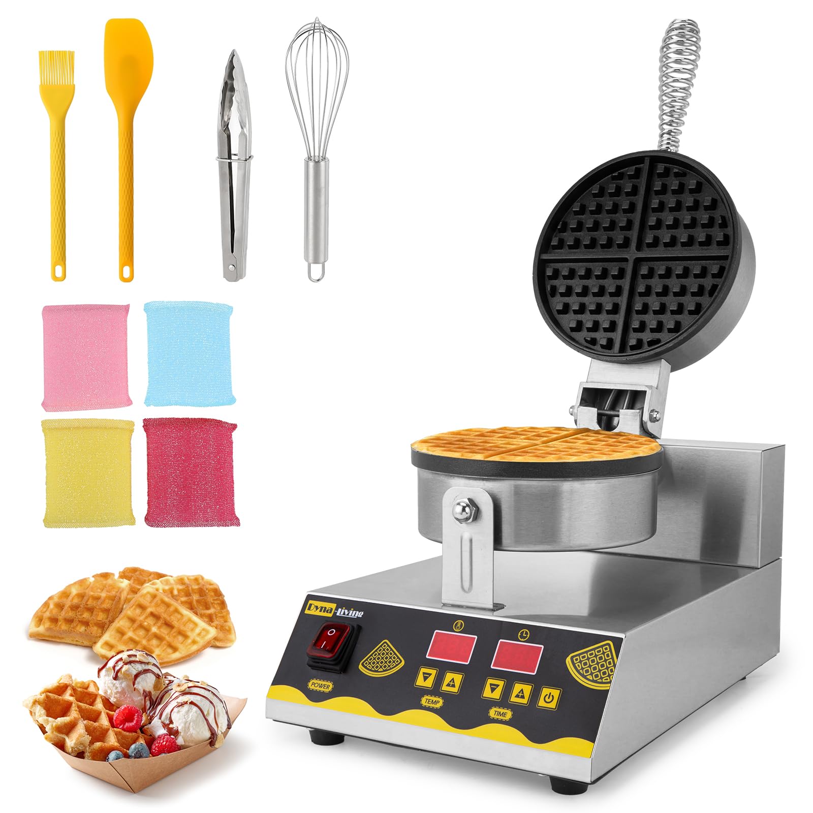 Amazon.com: Dyna-Living Commercial Waffle Maker 110V 1200W Intelligent ...