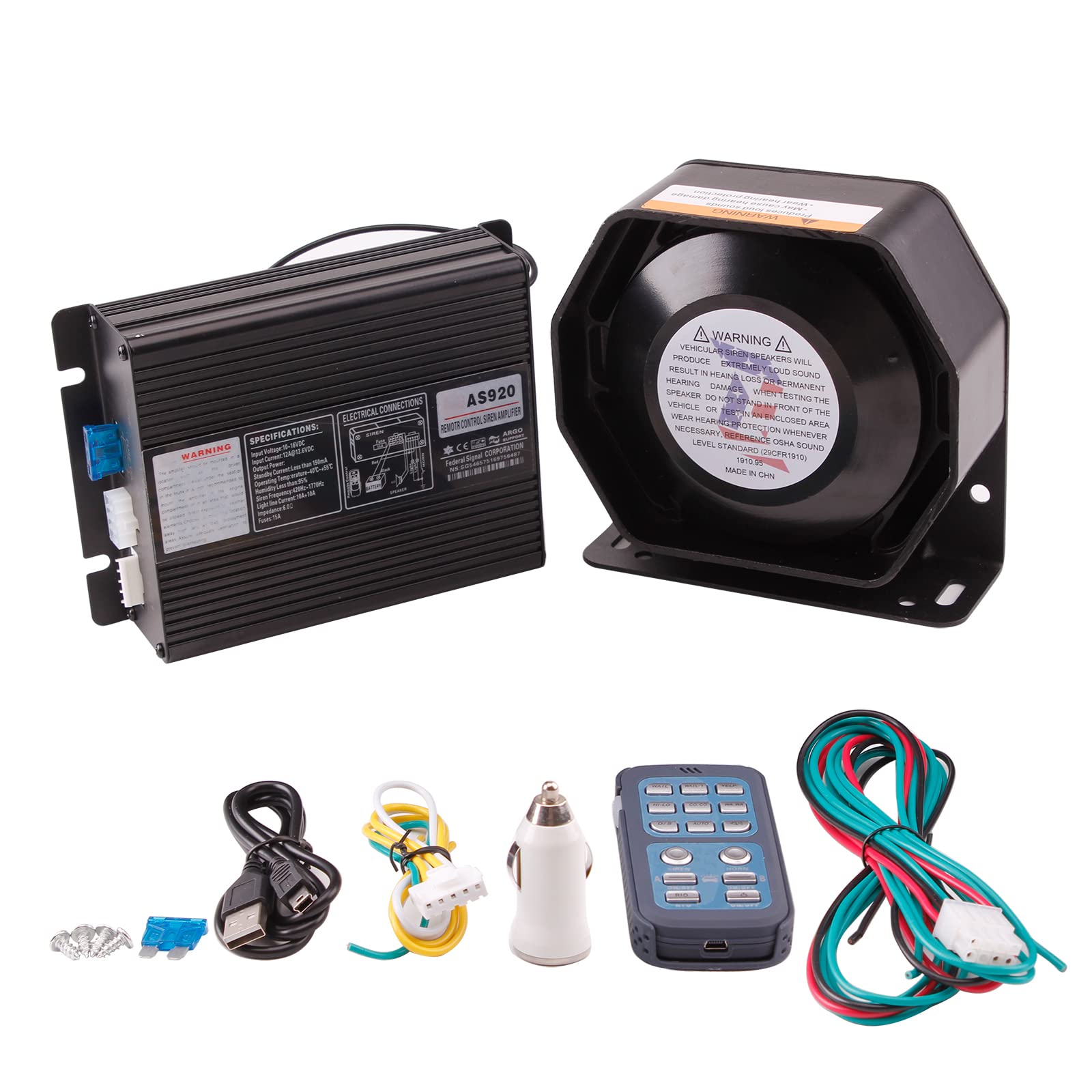 Buy FARBIN Siren PA System with Metal Slim Compact Speaker 12V 200W 18 ...