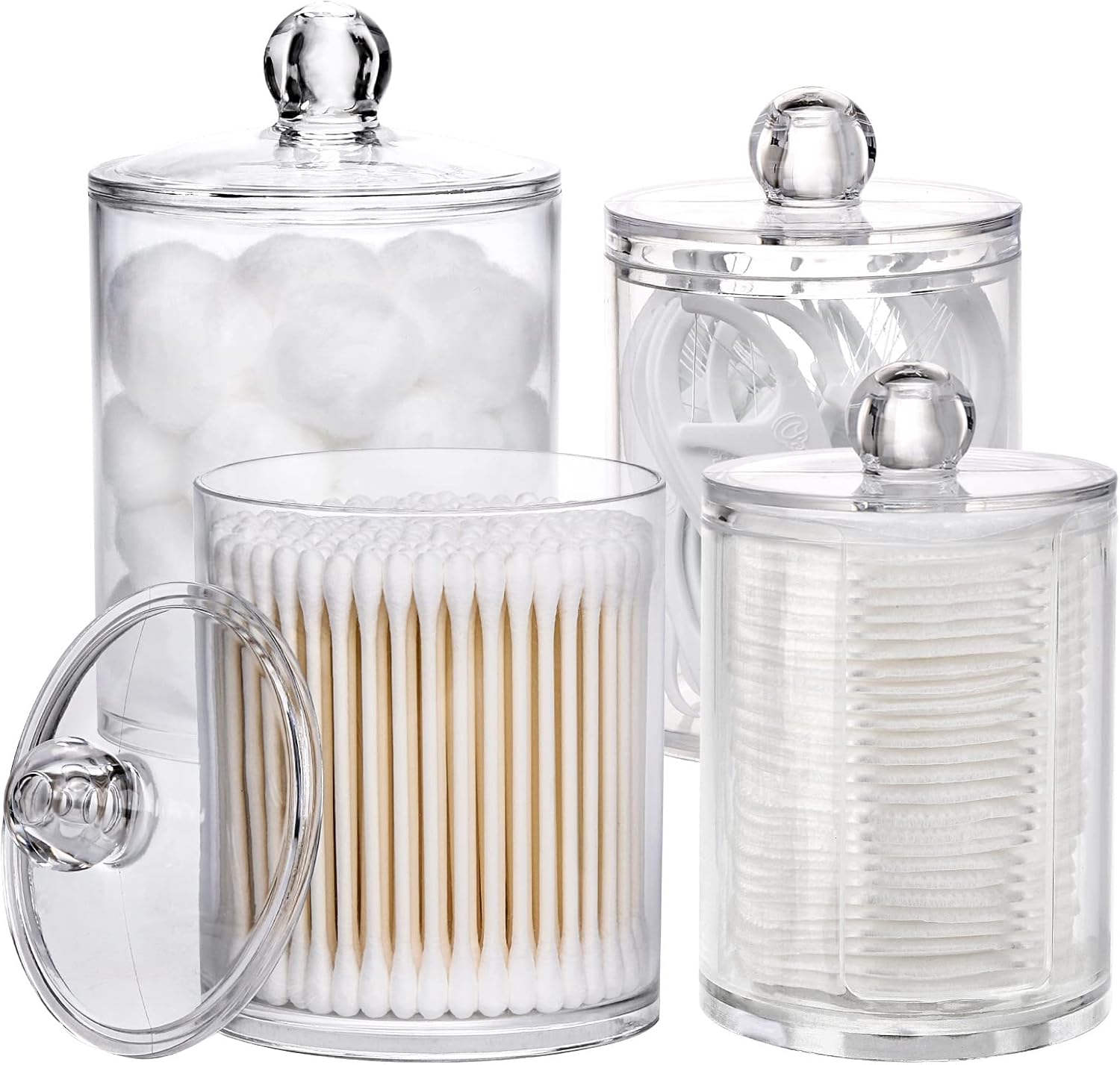 Amazon.com: Tbestmax 12 oz, 10 oz Qtip Holder, 4 Pcs Clear Restroom Bathroom Organizers and ...