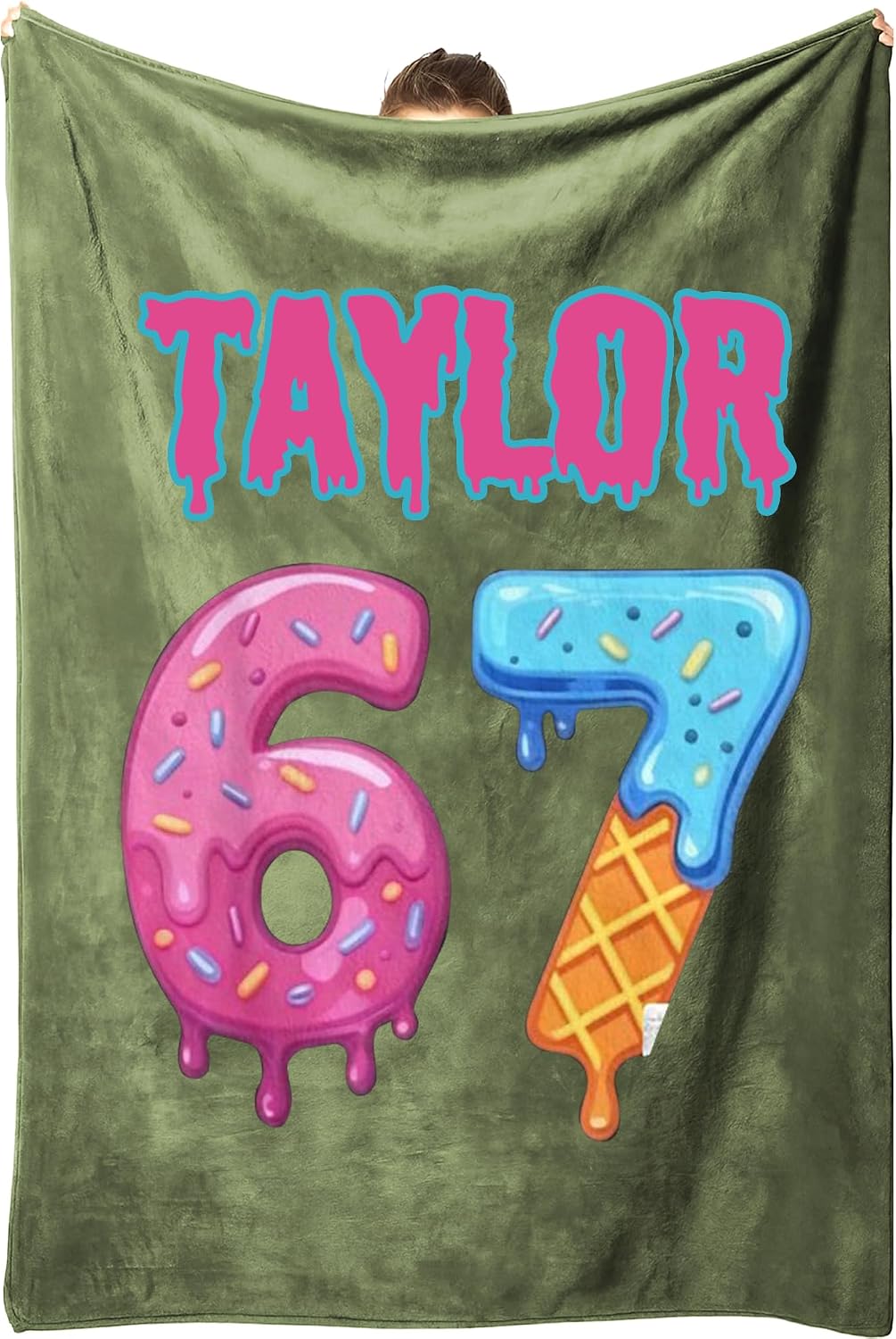 Amazon.com: Personalized 67 Blanket, Custom Name Ice Cream Drip Style ...