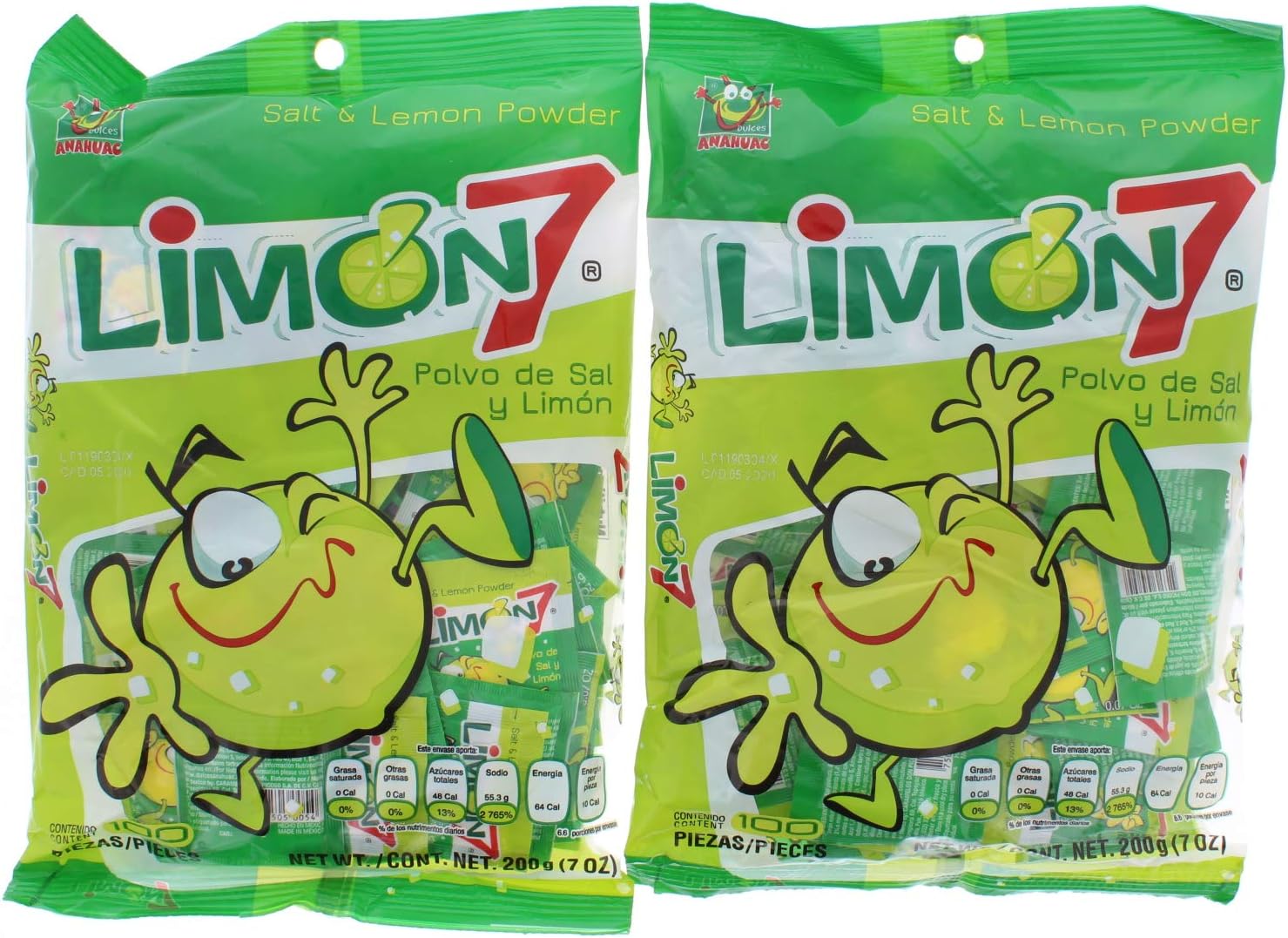 Amazon.com : 2 Pk. Limon 7 Salt & Lemon Powder Mexican Candy 100 Pieces ...