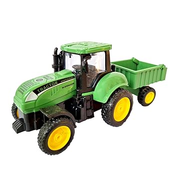 PRIMEFAIR Unbreakable Farm Tractor Kids Toys with Tractor Trolley ...