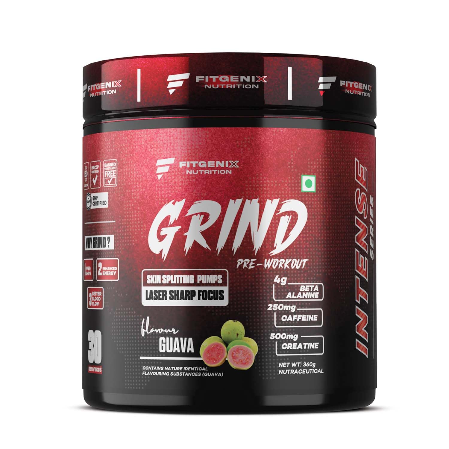 Fitgenix Nutrition Grind Pre Workout | 360gm | 30 Servings | 250mg ...