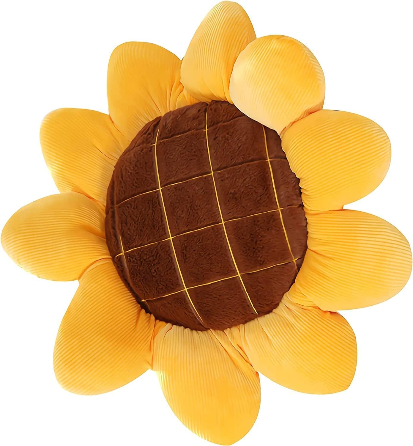 Amazon.com: dylmzam Yellow Sunflower Cushion Mat Home Decor Reversible Floor Pillow Seating ...
