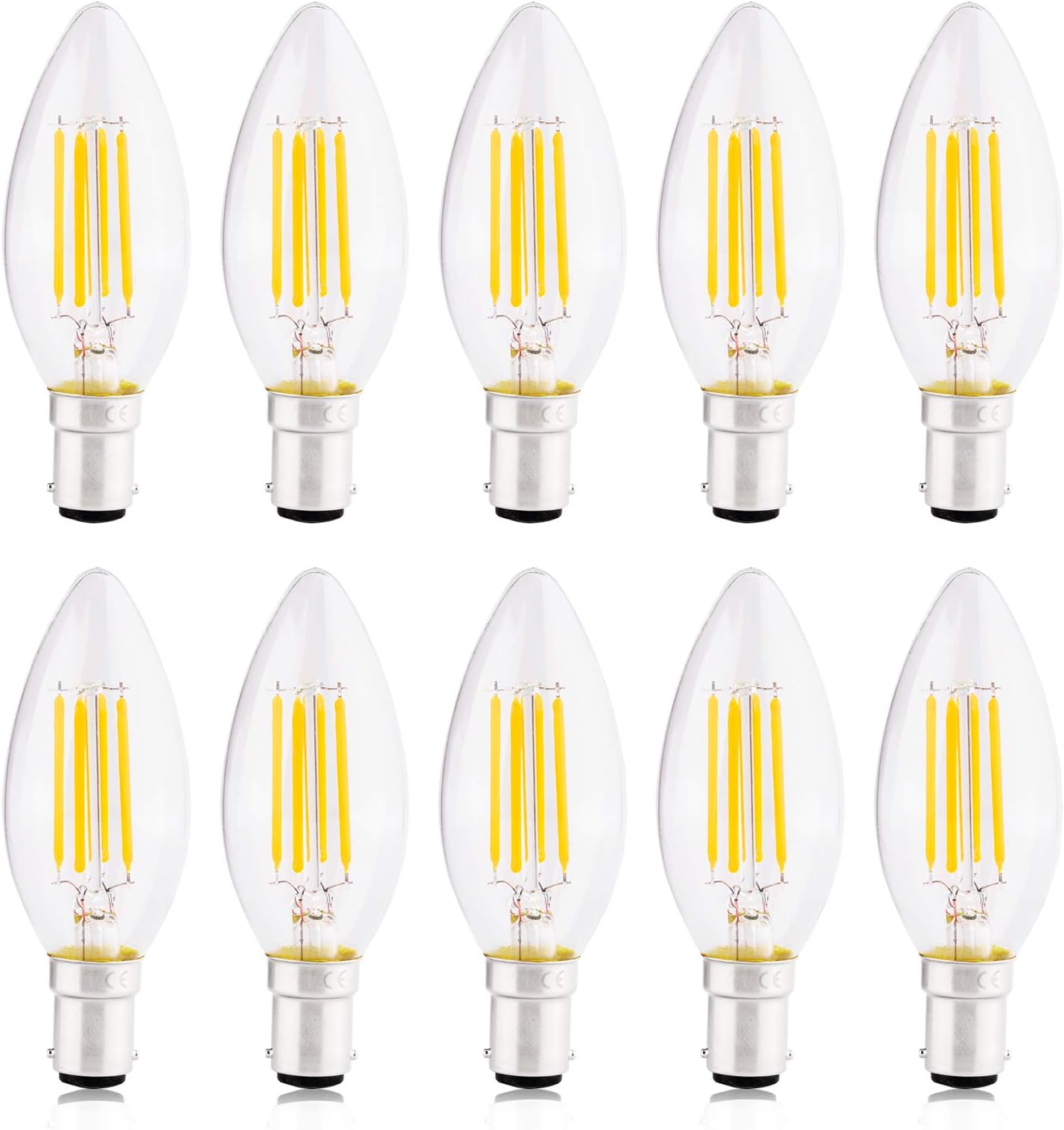B15 Candle Bulb, Small Bayonet LED Bulbs 4W Equivalent to 40W ...