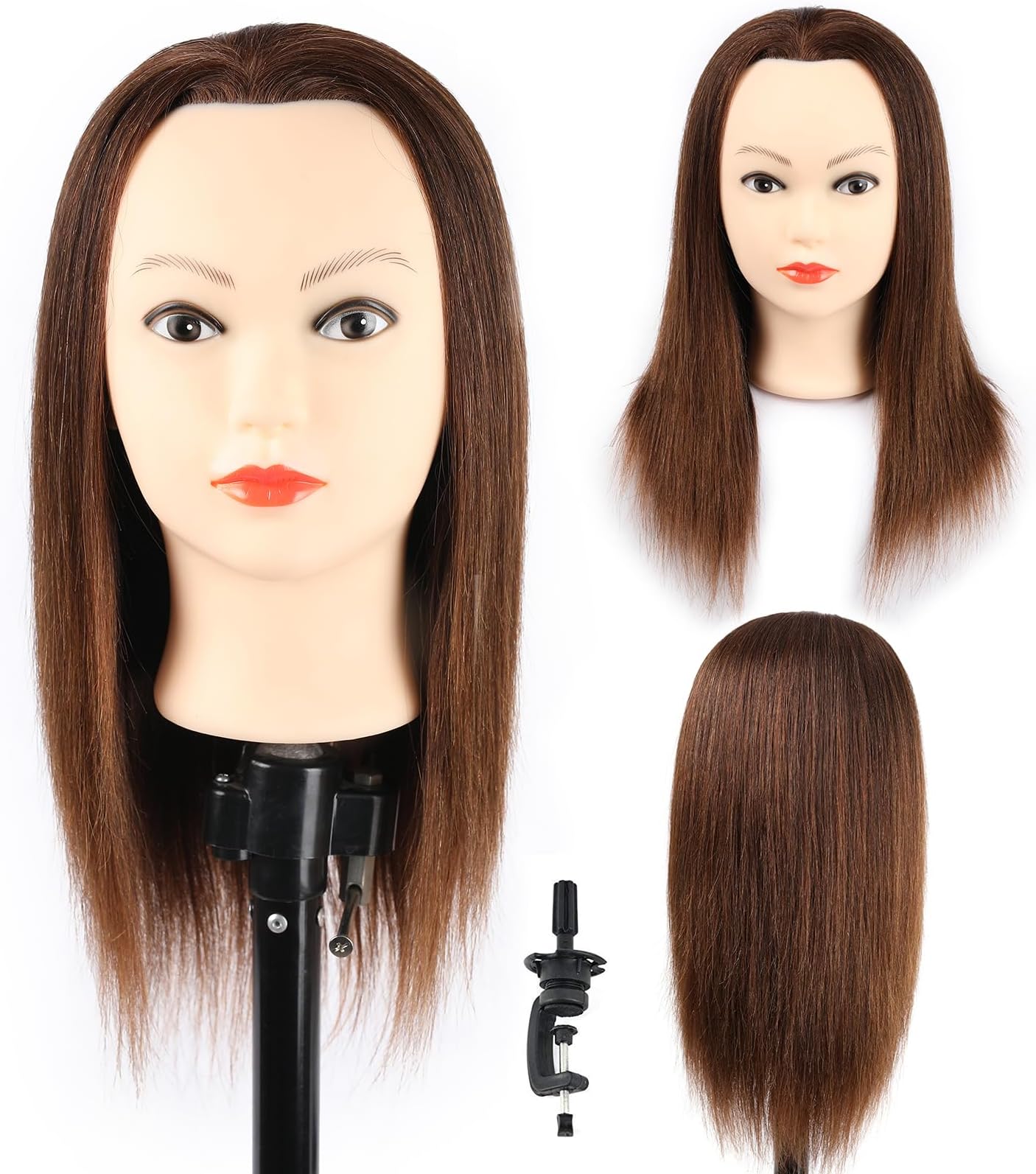 Amazon.com : Stancia Mannequin Head Human Hair 50cm, Hair Mannequin 100% Human Hair, Manikin ...