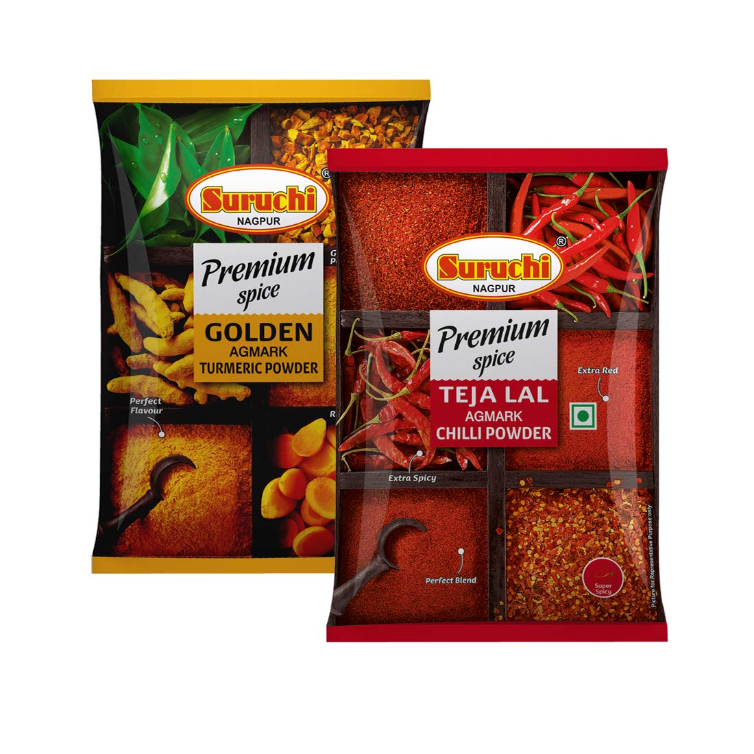 Suruchi Premium Red chilly Powder 500g + Premium Turmeric Powder 500g ...