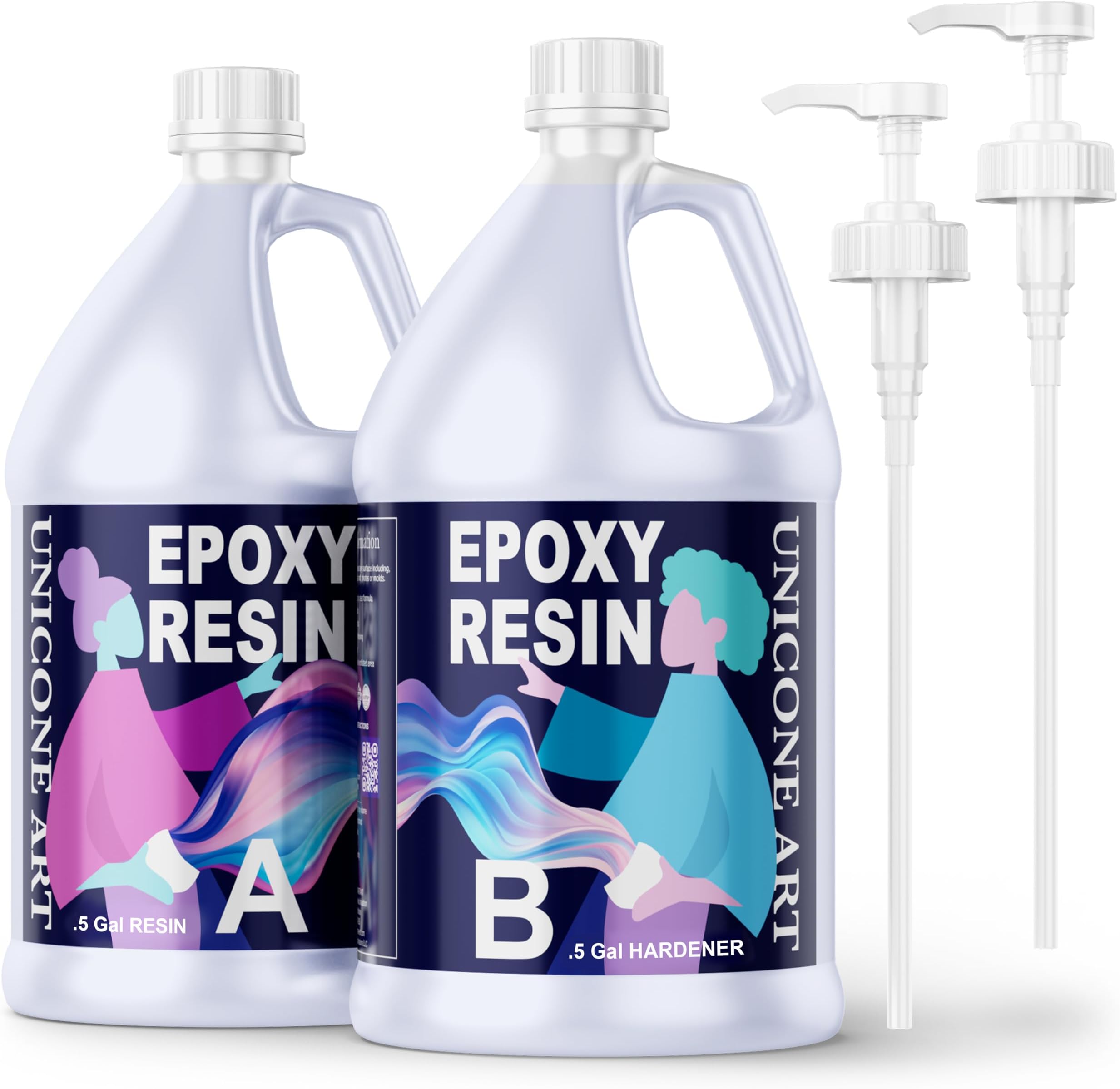 unicone art Crystal Clear Epoxy Resin Kit - 1 Gallon Craft Resin Epoxy ...