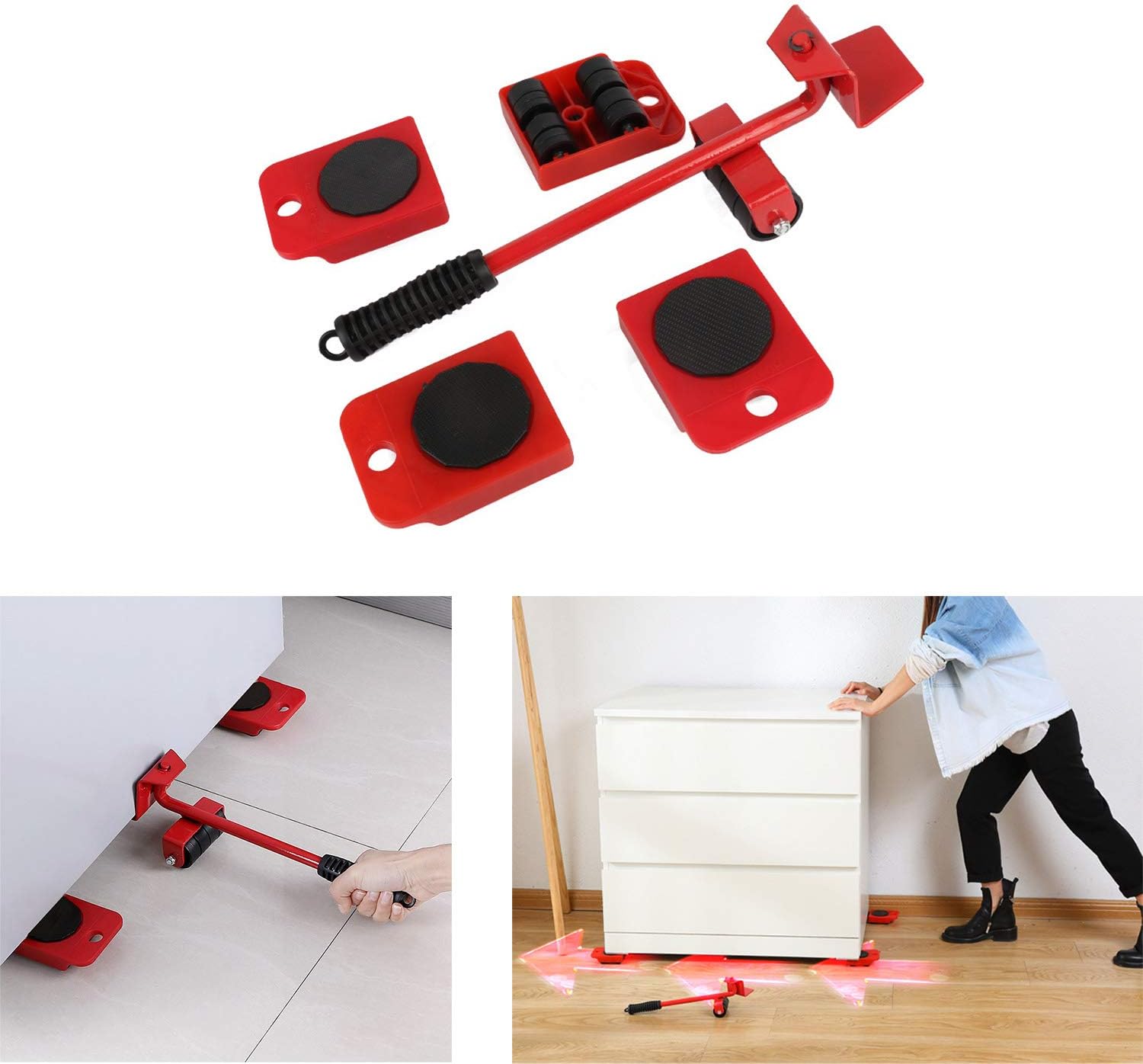 Hosoncovy Furniture Lifter and Mover Kit Heavy Duty Mover Rollers ...