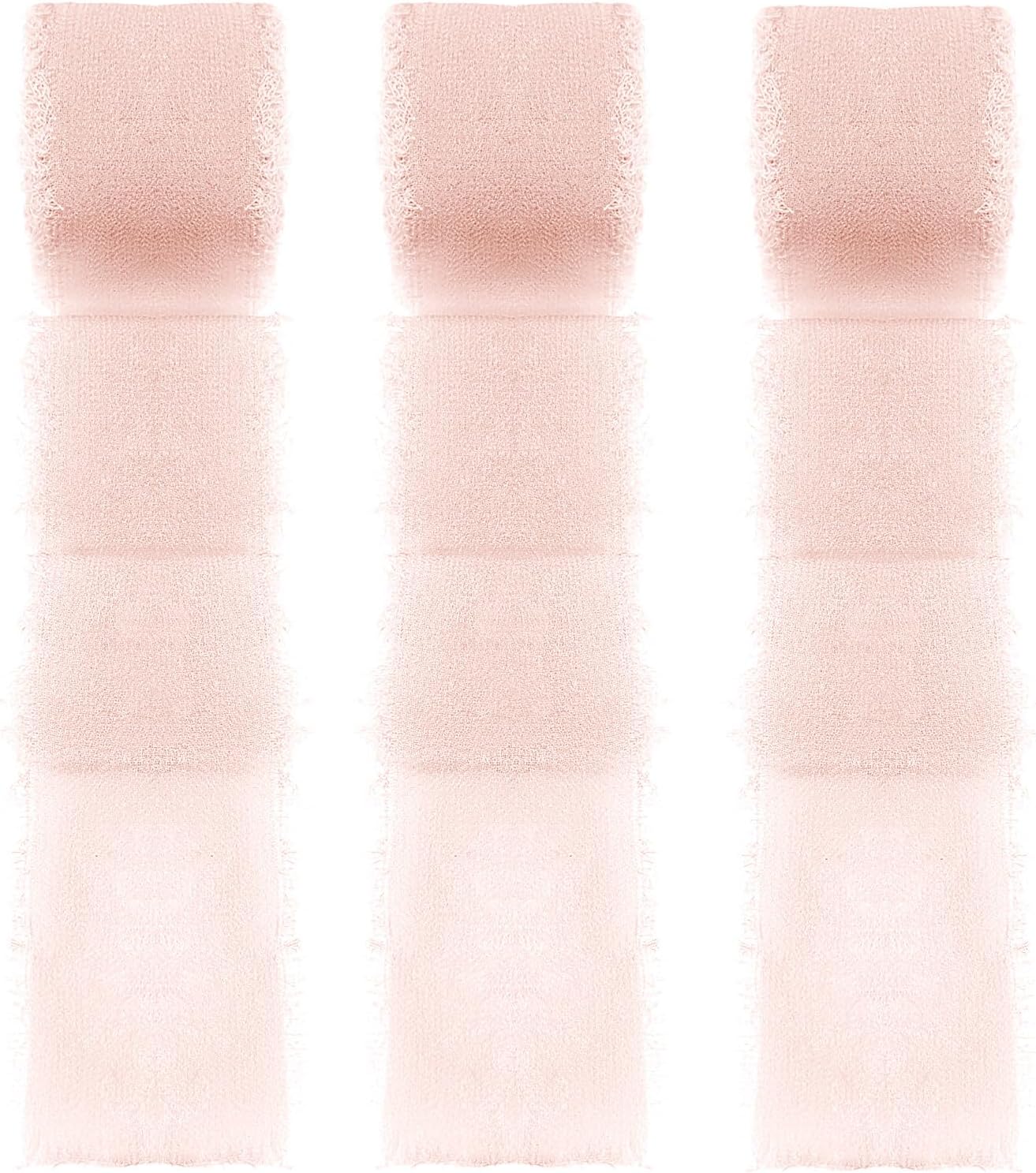 Chiffon Ribbon, 1.5" x 15.5ft*3 Rolls Handmade Fringe Chiffon Silk ...