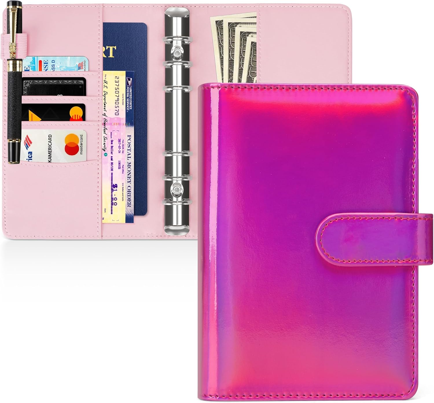 Toplive A6 PU Leather Notebook Binder Refillable 6 Ring Budget Binder for A6 Filler Paper, Loose ...