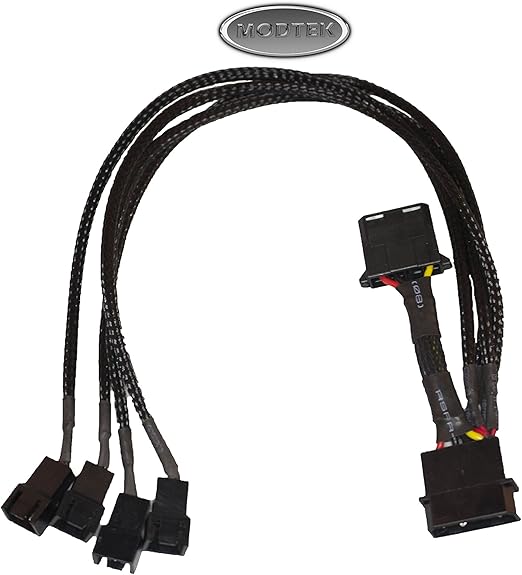 Amazon.com: ModTek 4-Pin Molex to 4 x 3-Pin Fan Connector Cable (Power ...
