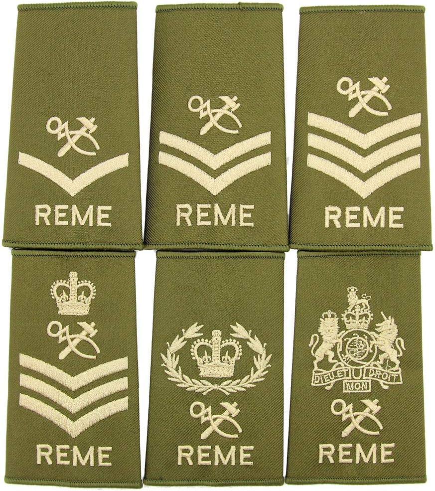 Official Issue REME OD Artificer PCS Rank Slides SGT, Green : Amazon.co ...