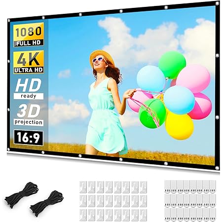Amazon.com: Powerextra Projector Screen 120 inch 16:9 HD Foldable Anti ...