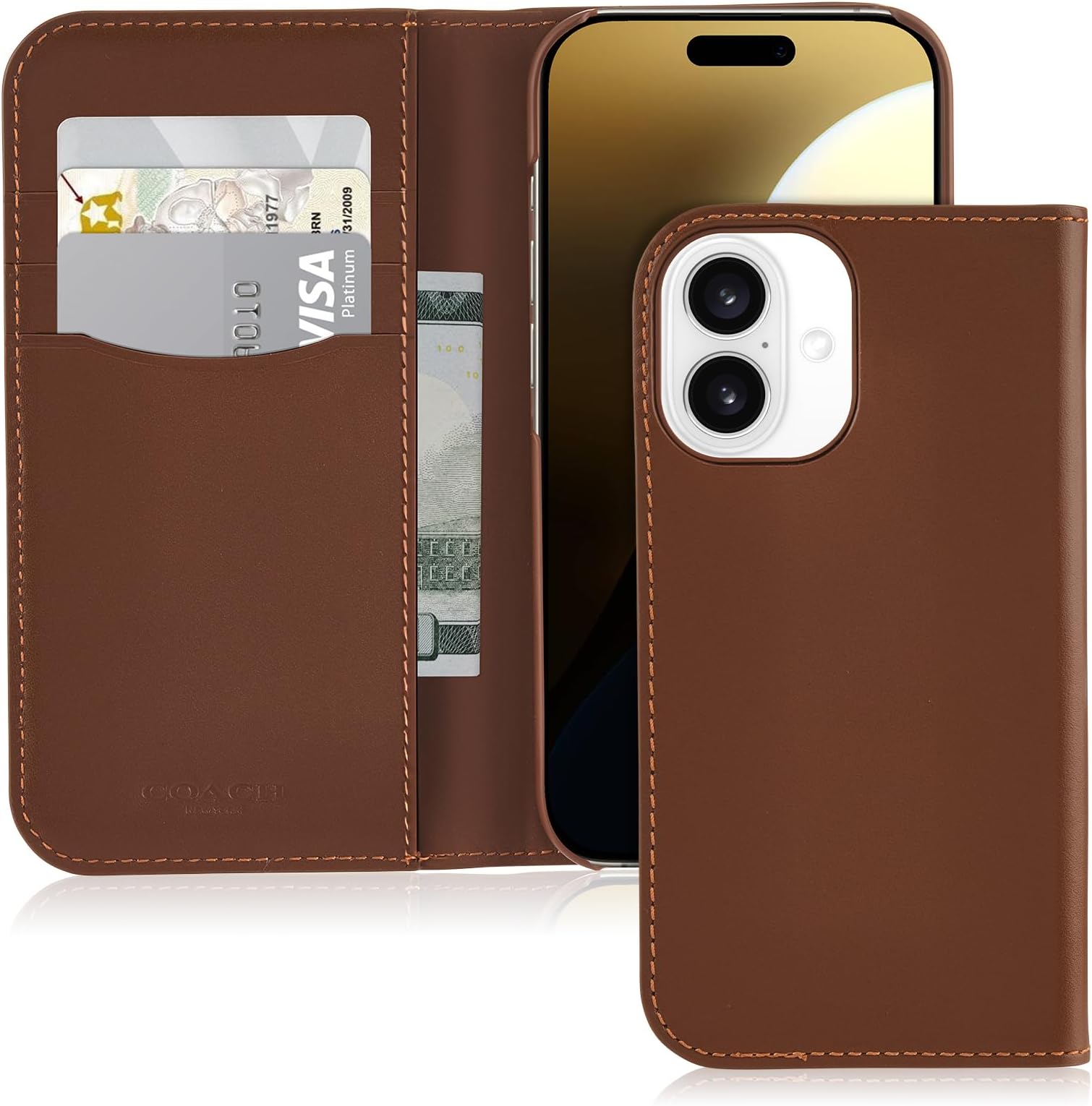 Amazon.com: Coach Signature Leather Wallet Folio iPhone 16 Case ...