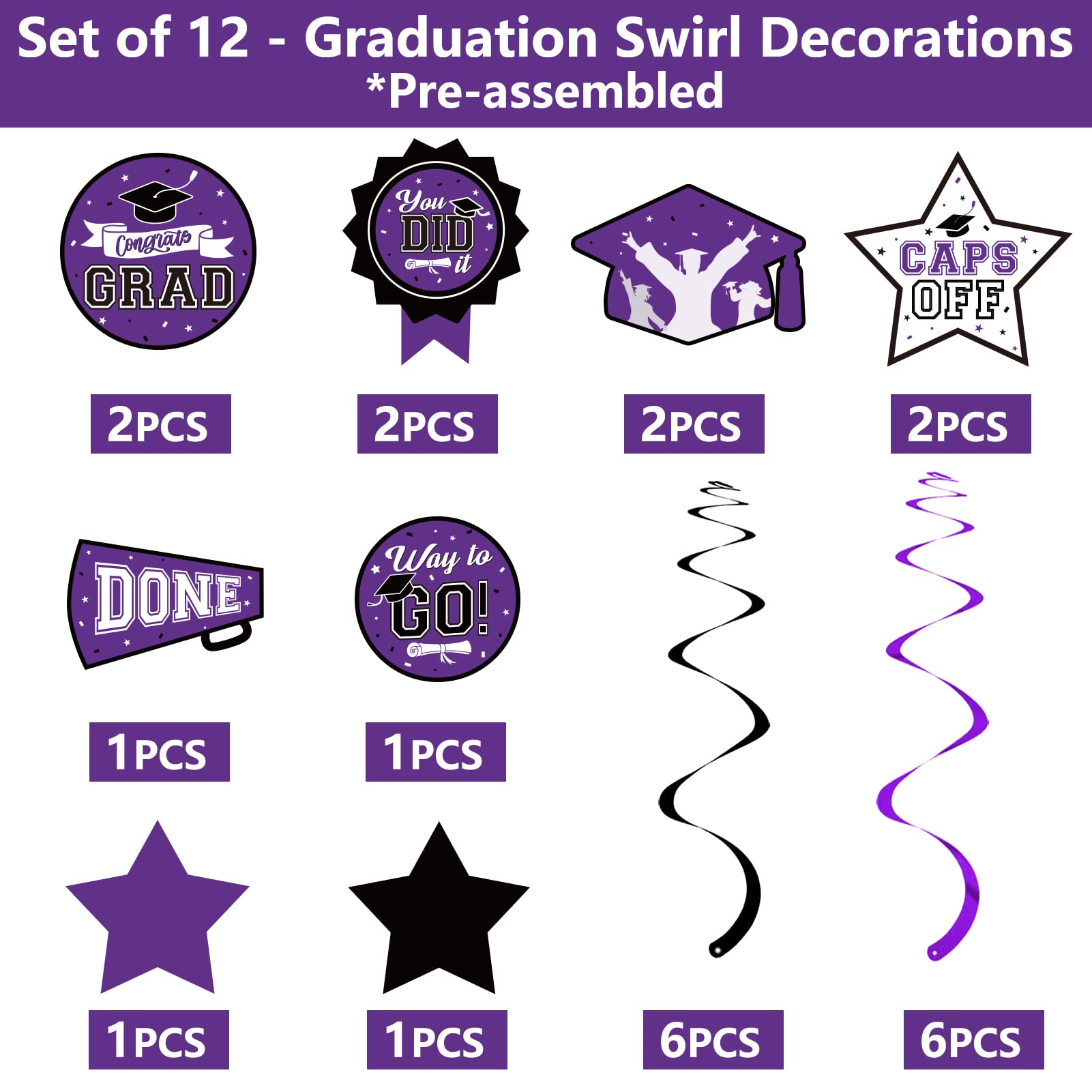 Snapklik.com : DAZONGE Purple Graduation Decorations - Class Of 2024 ...
