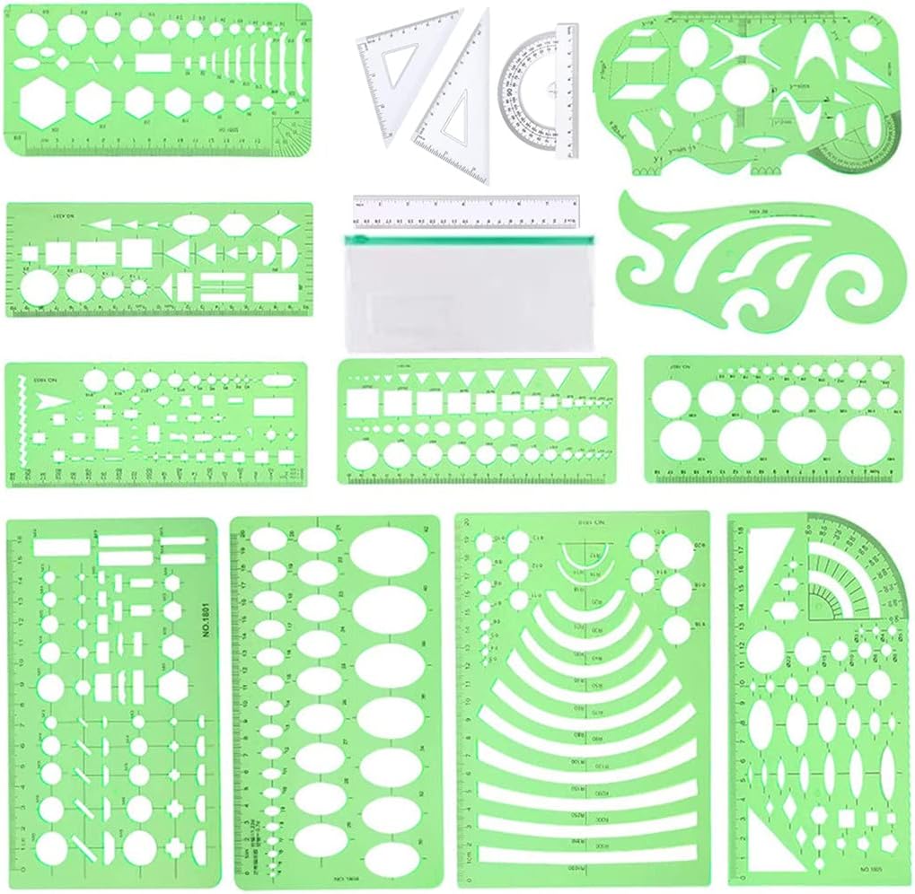 Amazon.com : 15Pcs Geometric Stencils Drawing Templates,Drawing ...