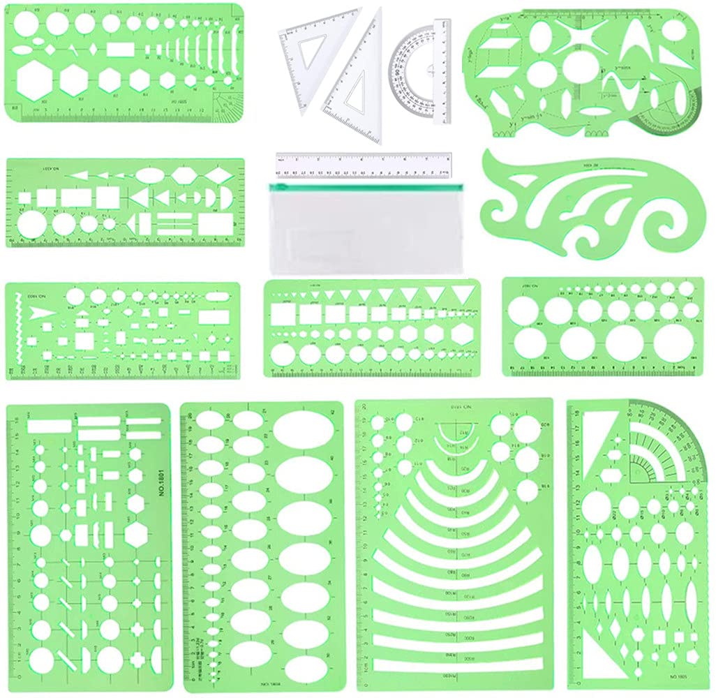 Buy 15Pcs Geometric Stencils Drawing Templates,Drawing Stencils ...
