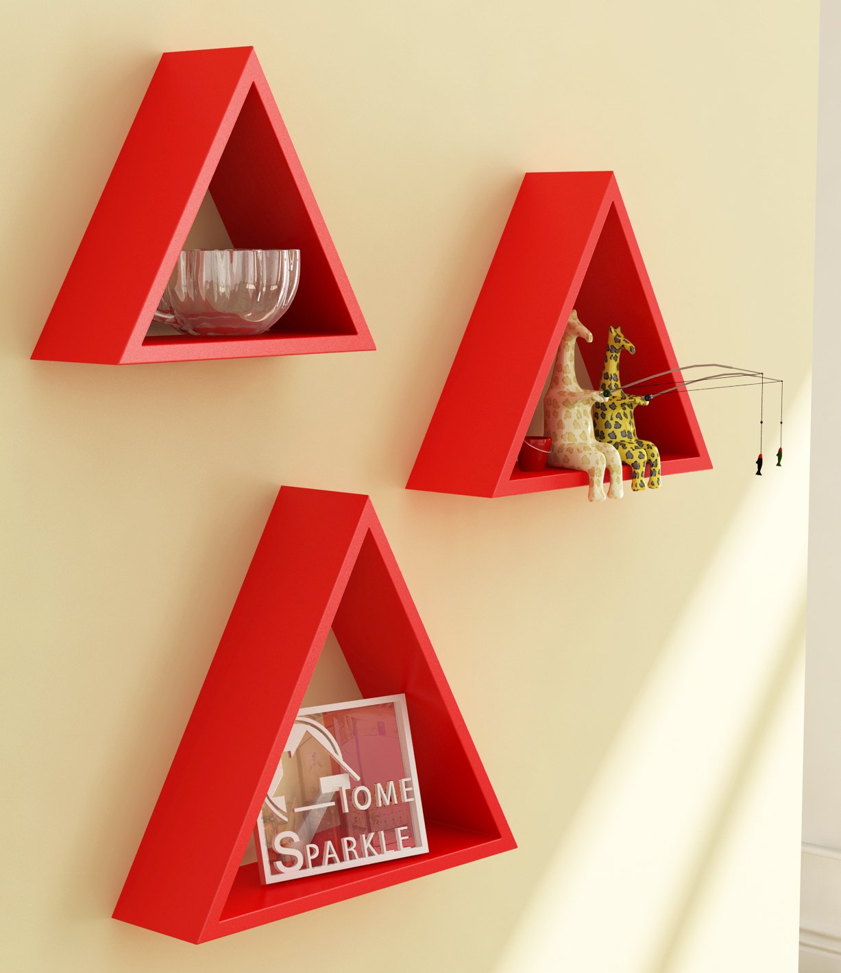 Home Sparkle Sh733 Wall Shelf, Set of 3 (Lacquer Finish, Red) : Amazon ...