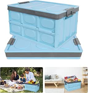 Minicoco 30L Collapsible Plastic Storage Box Folding Storage Boxes with Lid Transport Box ...