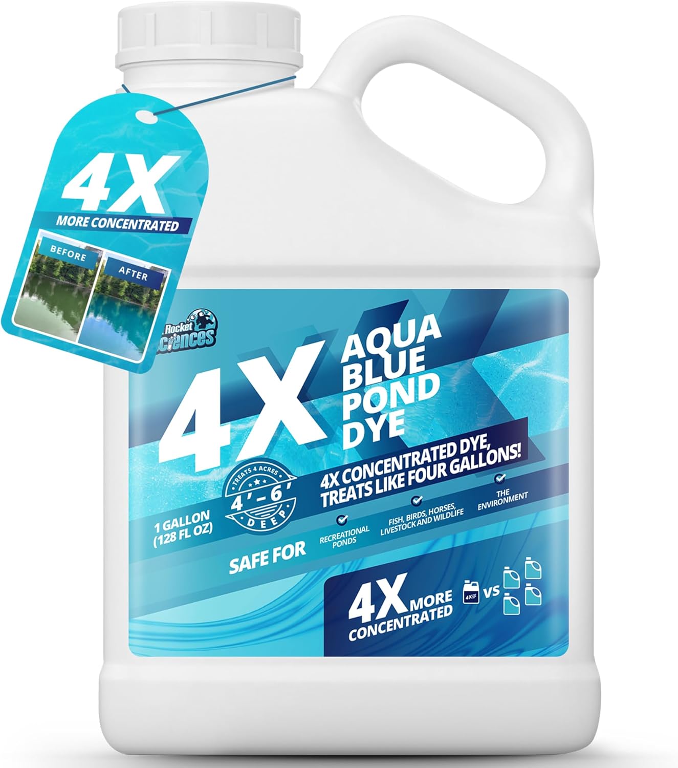 Aqua Blue Pond Dye 4X Concentrate, Lake & Pond Dye Blue for Aqua Blue ...