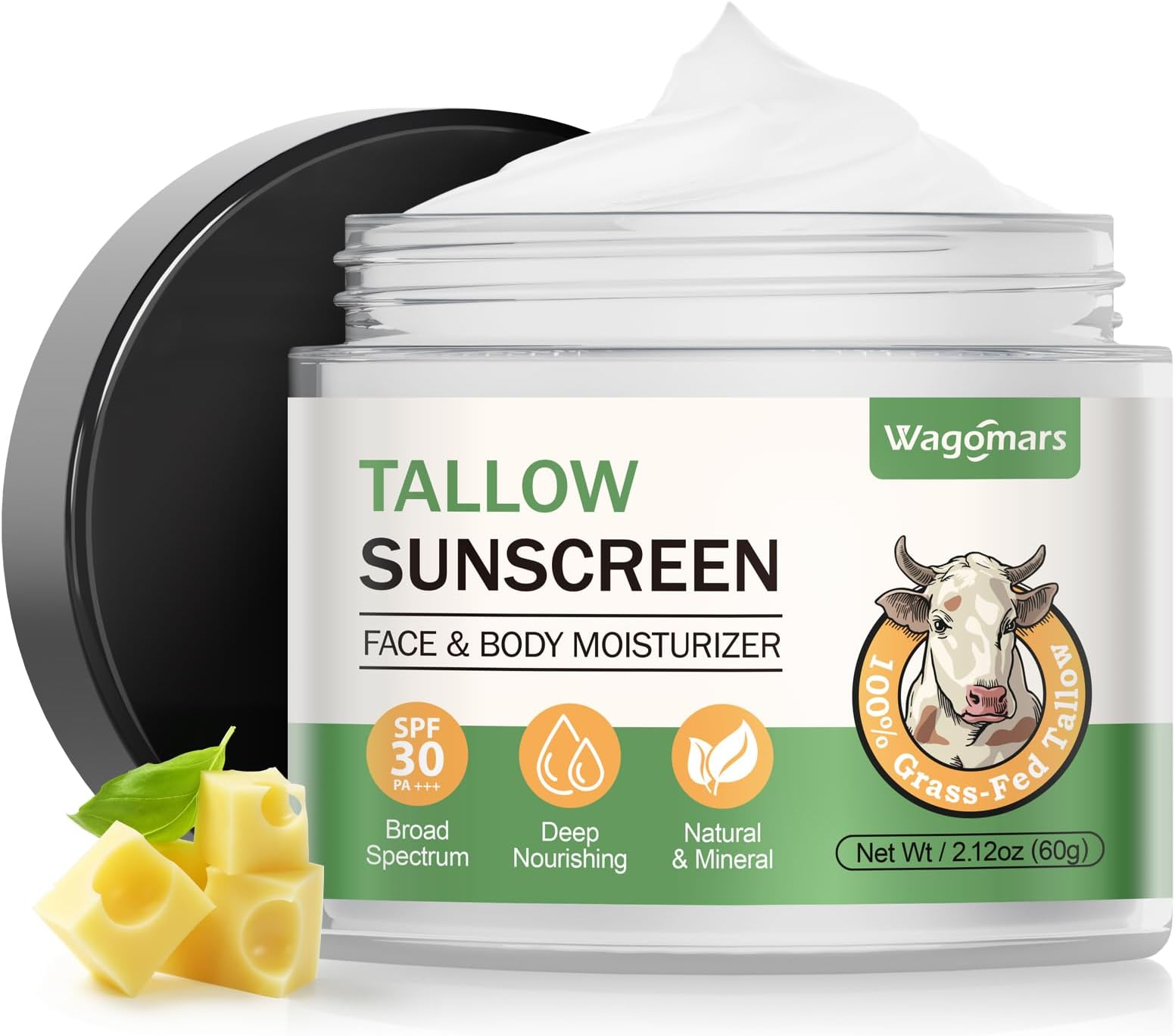 Amazon.com: Wagomars Tallow Sunscreen SPF 30 - Non-Toxic Natural ...