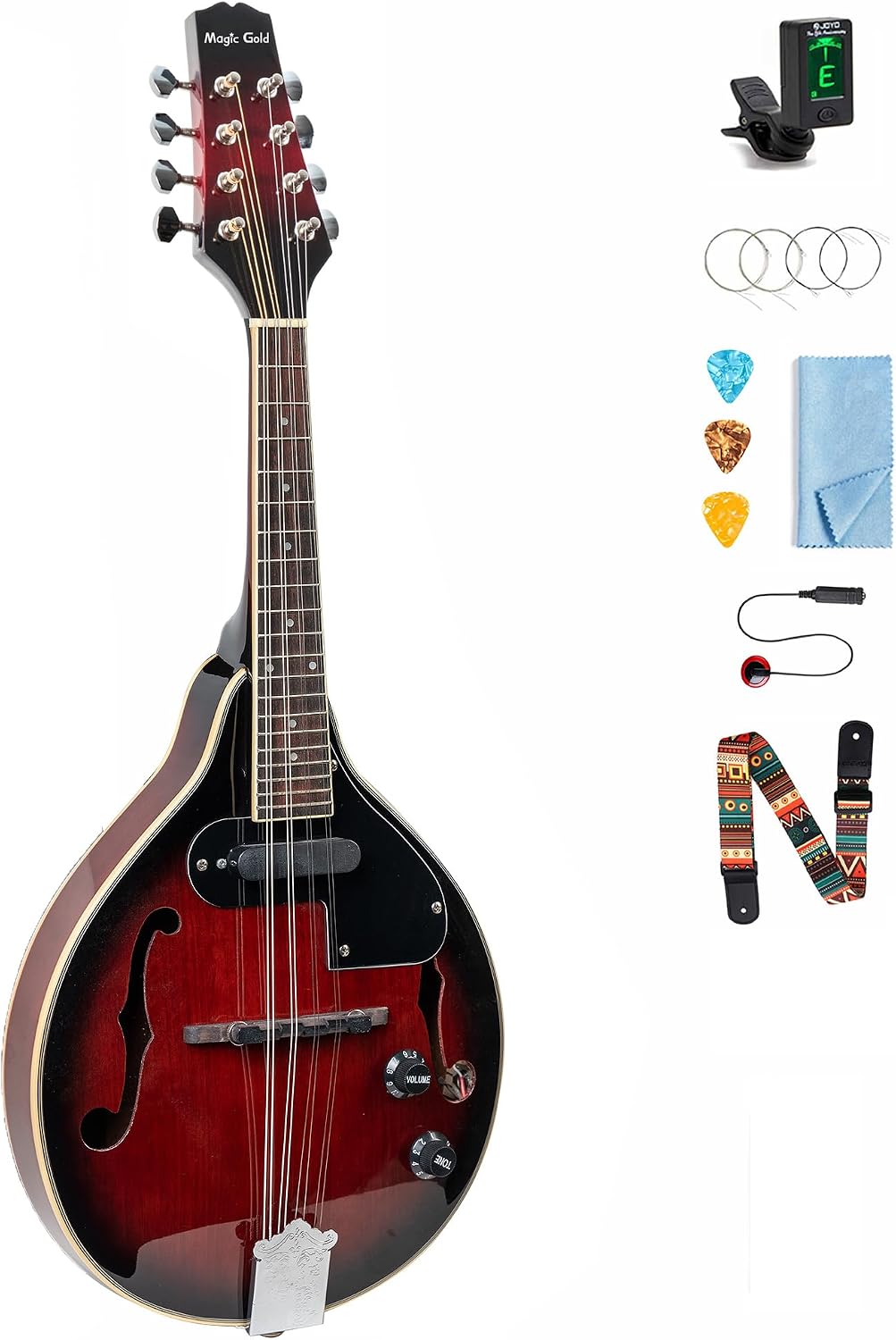 Amazon.com: Magic Gold A Style Mandolin, 8 String Acoustic Mahogany ...