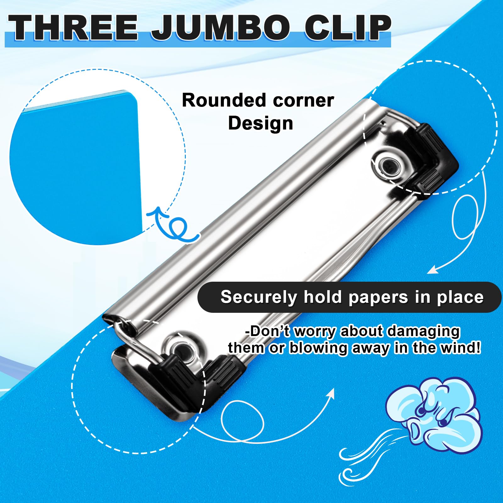 Snapklik.com : 8 Pcs 11x17 Clipboard Three Clip Blue Extra Large ...