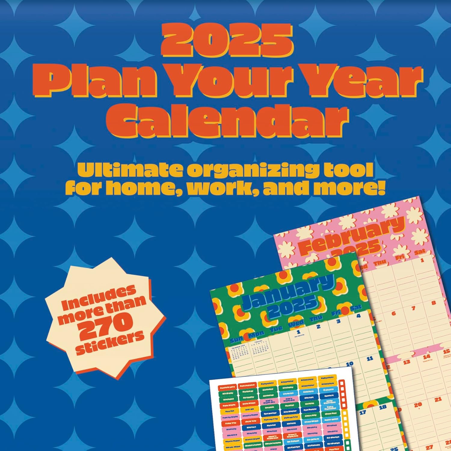 Amazon.com: 2025 Plan Your Year Wall Calendar with Reminder Stickers ...