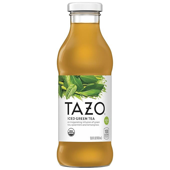 Amazon.com : Tazo Organic Iced Tea, Green Tea, 13.8 Ounce Glass Bottles ...