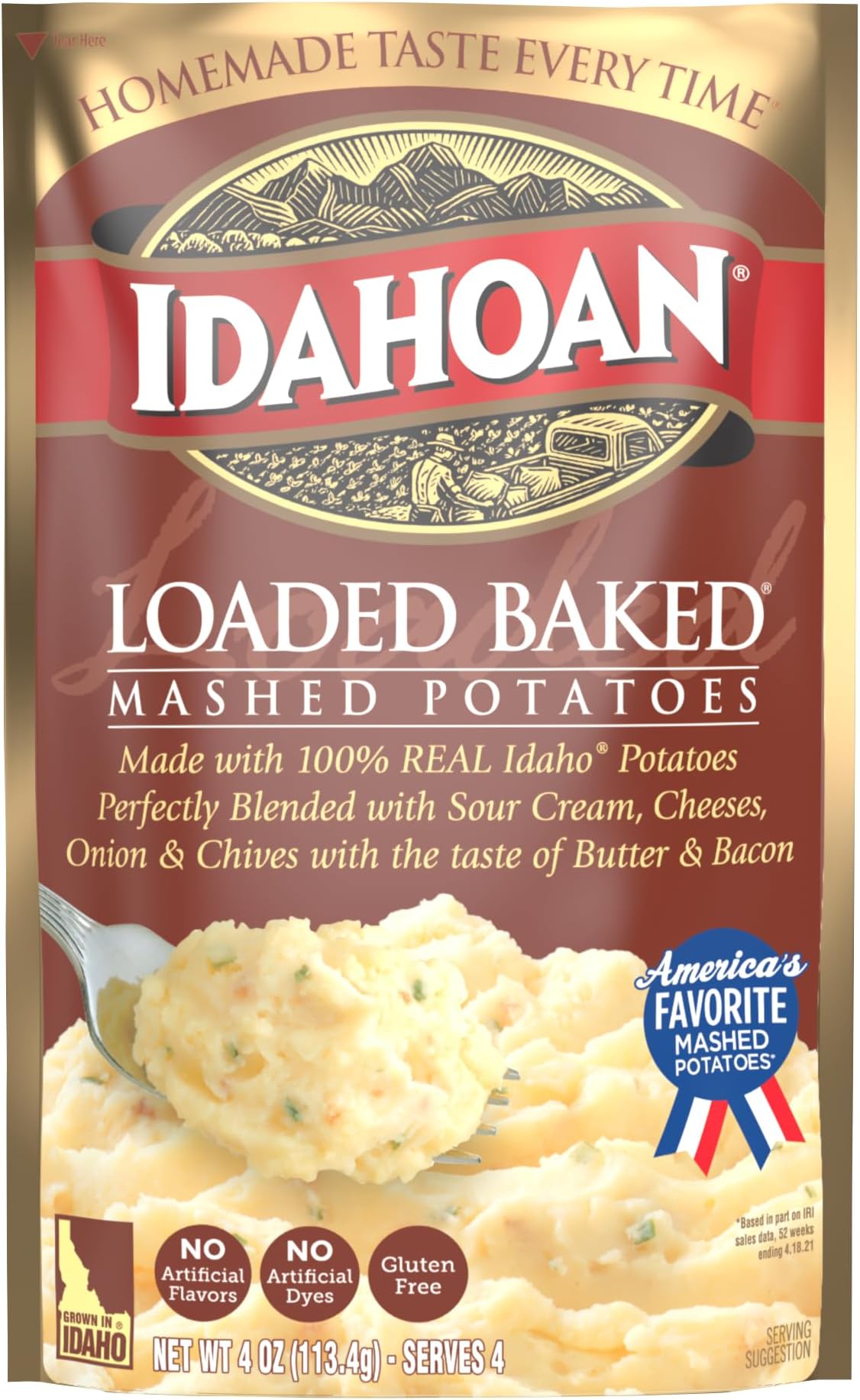 Amazon.com : Idahoan Mashed Potatoes, Loaded Baked Potato, 4-Ounce ...